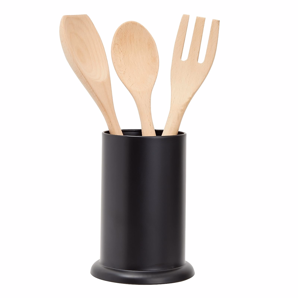 Okuna Outpost Matte Black Utensil Holder for Kitchen Organization, Metal Straw Container for Counter Decor (5 x 6.5 In)