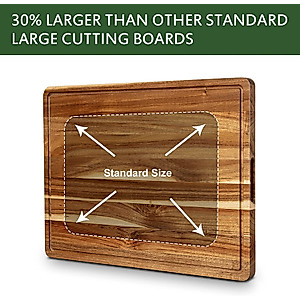 24 x 18 Inch Large Acacia Wood Cutting Board, Reversible Wooden Butcher Block Cutting Board with Juice Groove, Carving Board for Meat, Turkey, Charcuterie