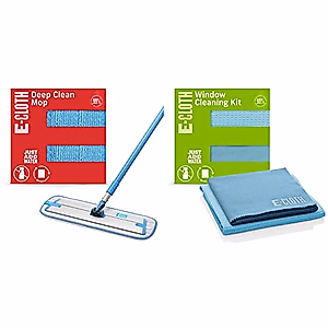 E-Cloth Deep Clean Mop, Microfiber Mop, Perfect Floor Cleaner, 100 Wash Promise & Glass Cleaner, Window Cleaning Kit, Microfiber Cleaning Cloth, 100 Wash Promise, Blue