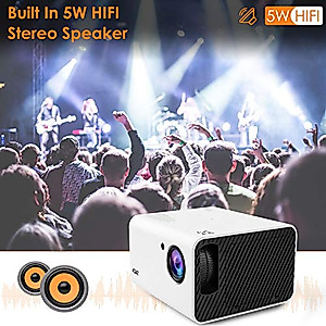 Portable Projector,SWZA Native 1080P Projector for Home Theater/Outdoor Movie,Video Projector Compatible TV Stick,HDMI,USB,Smartphone[100''Screen Included]