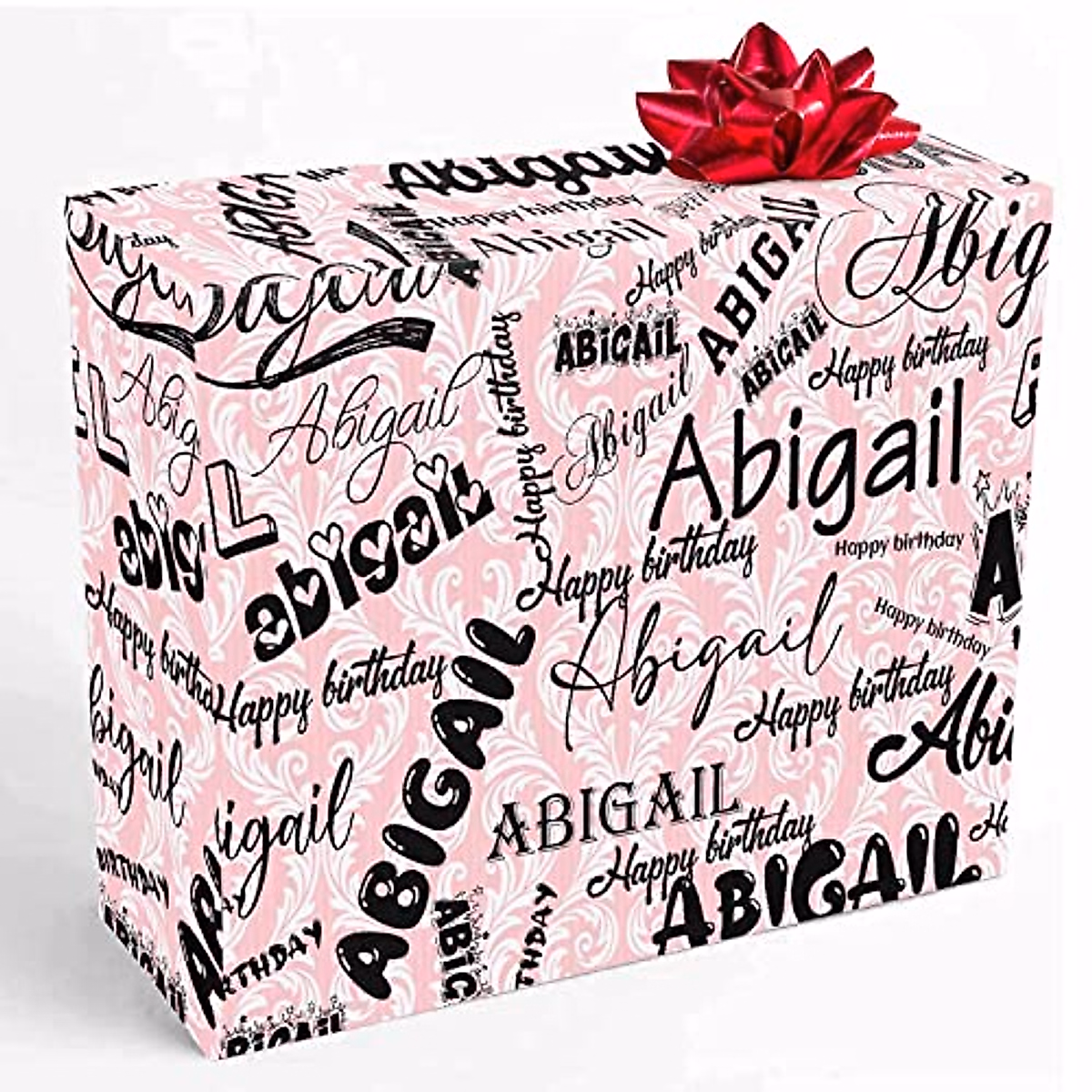 InterestPrint Personalized Name Gift Wrap Paper Custom Pink Birthday Wrapping Paper Roll Fashion Birthday Gift for Boys Girls Kids Baby Shower Birthday Anniversary 58x23 1 Roll