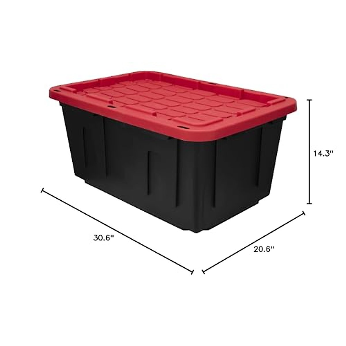 BMHSN 27 Gallon Plastic Storage Bin Tote Organizing Container With Durable Lid and Secure Latching Buckles, Stackable and Nestable Snap Lid Plastic Storage Bin, 1 Pack, Black Base/Red Lid