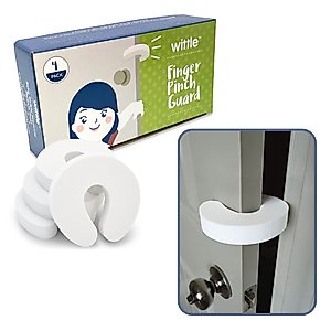 Wittle Baby Proofing Door Stopper - 4pk, Soft EVA Foam Finger Pinch Guard, Prevents Injuries, Slamming Doors, Child or Pet from Getting Locked in Room, White