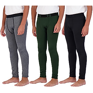 3 Pack: Boys Compression Pants Gym Sports Running Skin Tights Leggings Active Athletic Sports Workout Winter Thermal Cold Base Layer Long Johns Football Rash Guard Basketball-Set 7, M (8/10)