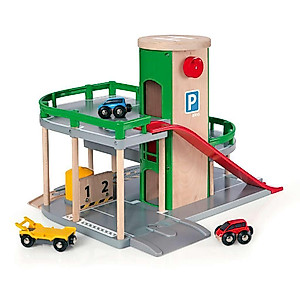 BRIO World 33204 Parking Garage - Ultimate Toy Train Accessory | Interactive Play | Compatible with All BRIO Train Sets | FSC Certified Wood Material | Ideal for Kids Age 3 and Up
