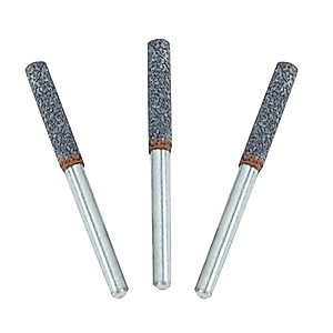 3 Pack 4mm 5/32" Diamond Chainsaw Sharpener Burr Stone File Sharpening Tool for Rotary Tools Cylindrical File Tool for Metal Polishing