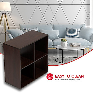 Home Basics Open and Enclosed Cube MDF Storage Organizer, Espresso (4 Cube)
