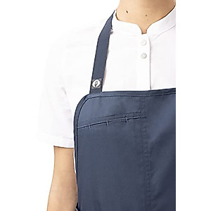 Chef Works Unisex Brio Bib Apron, Blue, One Size
