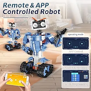 YESHIN Robot Building STEM Toys: 5 in 1 STEM Projects for Kids Ages 8-12, Remote & APP Control Educational Coding Kit, DIY Rechargeable Robot Gifts for Boys Girls (903 Pcs)