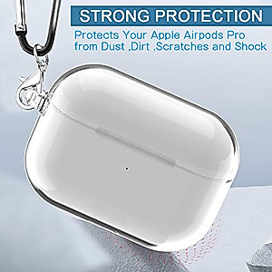 USTIYA Case for AirPods Pro Clear Protective Cover Transparent Key Chain Strap Protection Wireless Charging
