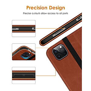 DTTO Case for iPad Pro 11 Inch 4th / 3rd / 2nd / 1st Generation 2022/2021/2020/2018,Premium PU Leather Folio Stand Cover with Hand Strap, Auto Wake/Sleep,Multiple Viewing Angles, Brown