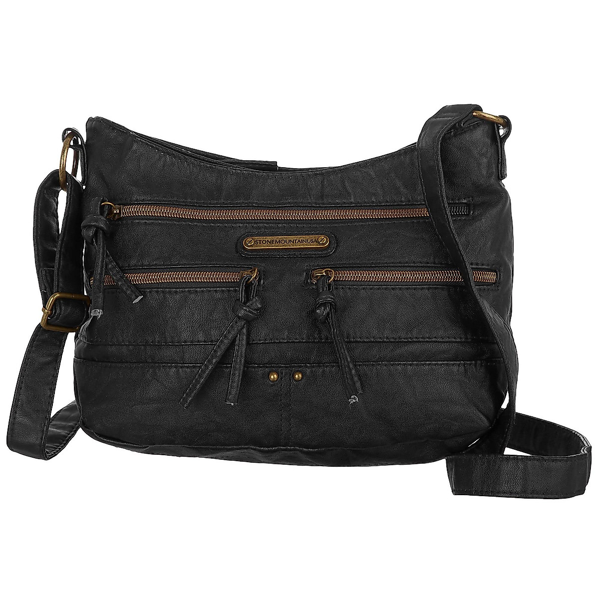 Stone Mountain Boat Shoulder Hobo Handbag One Size Black