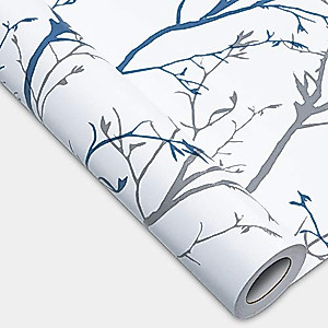 Mecpar Gray Blue Tree Branches Peel and Stick Wallpaper 17.71" x 118" Natural Wall Paper Modern Tree Branch Contact Paper Removable Wallpaper Self-Adhesive Vinyl for Furniture Crafts Walls