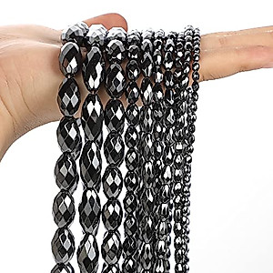 NHBT YU Natural Stone Beads Black Hematite Round Loose Beads for Jewelry Making Needlework Bracelet DIY 1-14 MM T87 (Color : H8472, Item Diameter : 5x8mm about49 pcs)