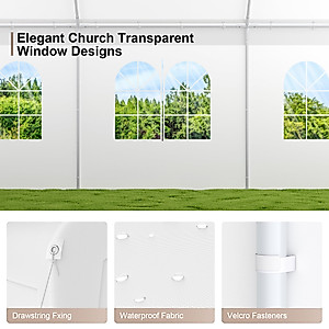 GOJOOASIS 20' x 26' Heavy Duty Carport with Roll-up Visual Windows, Reinforced Party Tent with Removable Sidewalls & Doors for Parties, Wedding, Outdoor Events, Car Canopy with All-Season Tarp, White