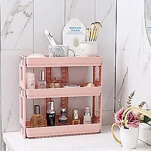 FIZZOQI 3-Layers Kitchen Storage Rack Shelve Plastic Assembled Sundries Food Shelf Dish Holder Bathroom Organizer Shelf Cosmetic Storage Shelf Desktop Balcony Storage