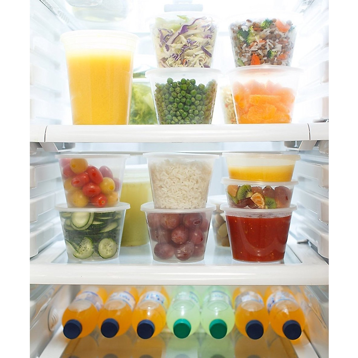 Deli Containers with Lids - Food Storage Containers - Clear Freezer Containers | 36-Pack BPA Free Plastic 8, 16, 32 oz | Cup Pint Quart set | Great for Soup, Meal Prep, Portion Control, Slime and More