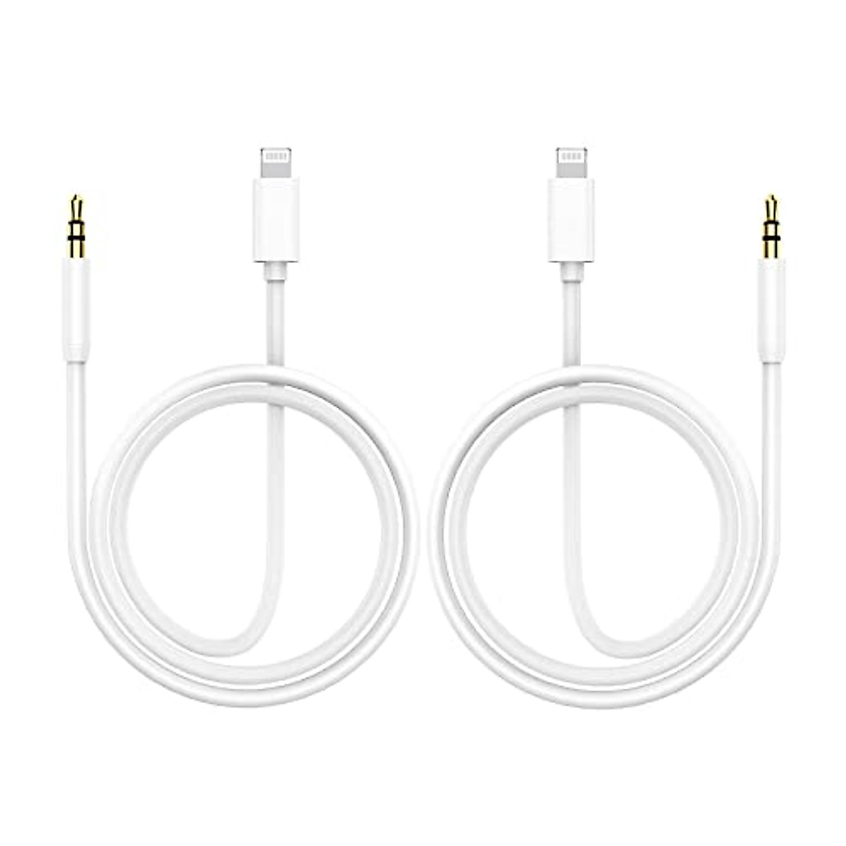 Aux Cord for iPhone,esbeecables 2Pack Lightning to 3.5mm Aux Cable for Car Compatible with iPhone 14 13 12 11 XS XR X 8 7 iPad for Car Home Stereo, Speaker, Headphone, Support All iOS - 3.3ft (White)