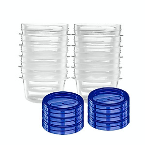 Elegant Disposables Twist Top Containers Small Food Storage Containers Blue Screw on Lid Reusable Stackable Leakproof Airtight, Pack of 10- 4 oz Containers