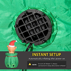 HOMCOM 4.5 ft. Christmas Inflatables Outdoor Decorations Bear in Santa Claus Toy Bag, Blow-Up Holiday Yard Christmas Decor with LED