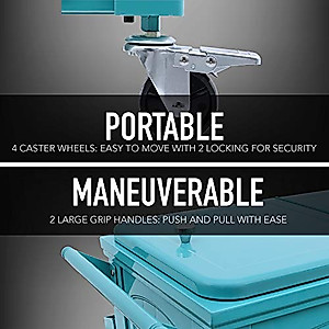 Permasteel PS-203F1-TEAL-AM 80 Quart Portable Rolling Patio Cooler, Teal