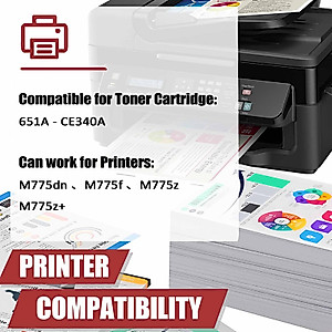 Replacement CE340A Toner Cartridges Compatible for HP 651A CE340A Toner Cartridge Work for HP Laserjet Enterprise 700 Color M775dn M775f M775z Printers