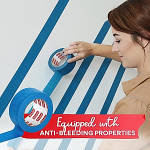 XFasten Blue Painters Tape Bulk 3-Inch x 60-Yards (12-Pack, 2160ft Total) Wall Safe Blue Painters Tape 3 Inch Wide, Blue Masking Tape Bulk, Blue Paint Tape for Walls, Painting, Automotive
