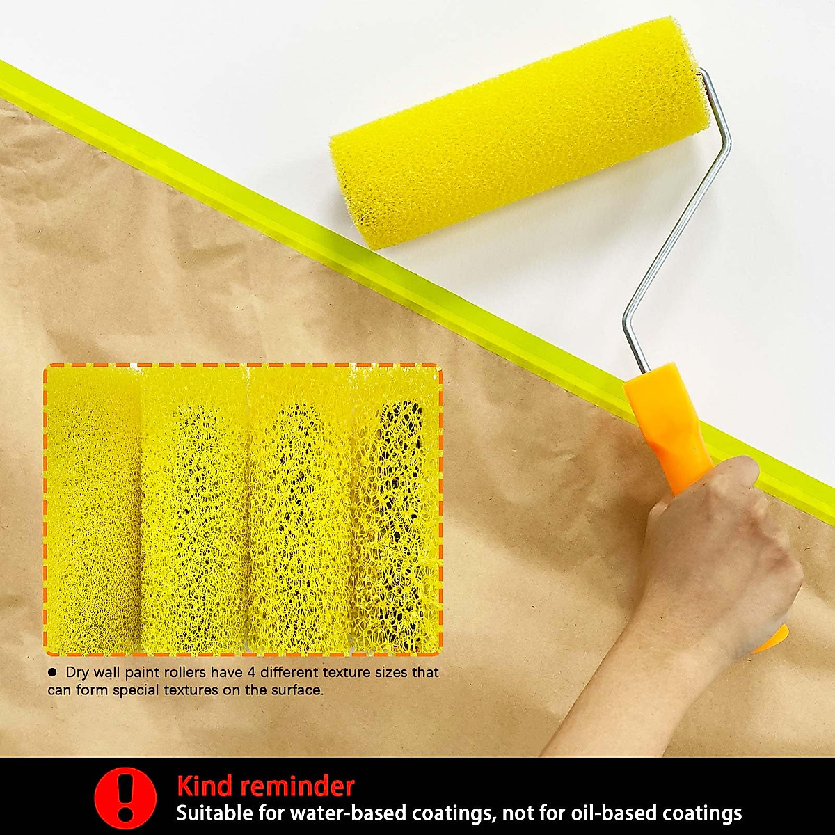 YLTOLOO 8 Pcs Textured Paint Roller Covers, 4 inch Small Textured Foam Drywall Texture Paint Rollers, House Paint Roller Covers for Art Painting Walls Ceilings