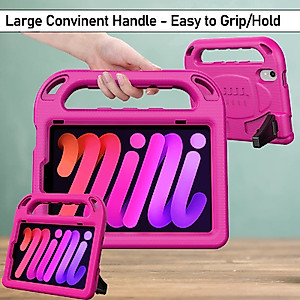 LTROP Newest iPad Mini 6 Case 2021,iPad Mini 6th Generation Case 8.3-Inch,iPad Mini 6th Gen Case for Kids,Built in Screen Protector, Shockproof Handle Stand Case for iPad Mini 6 2021 8.3", Rose