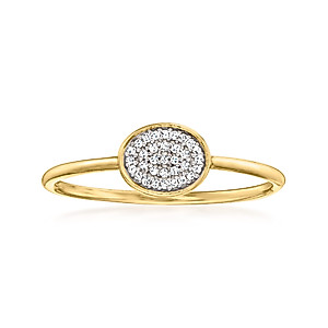 Canaria Pave Diamond-Accented Oval Ring in 10kt Yellow Gold. Size 6