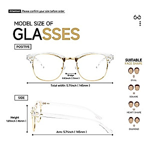 Nipukt Eyewear Frames, Blue Light Glasses Lightweight, Computer Gaming/Phones/TV Glasses, Office/Outdoor Glasses for Women or Men, Anti Eyestrain Glasses, Clear Gold Frame