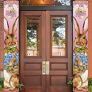 Happy Easter Decorations Easter Bunny Font Porch Weclome Sign Easter Rabbit Banner Religious Jesus Easter Decoration and Supplies for Home Party