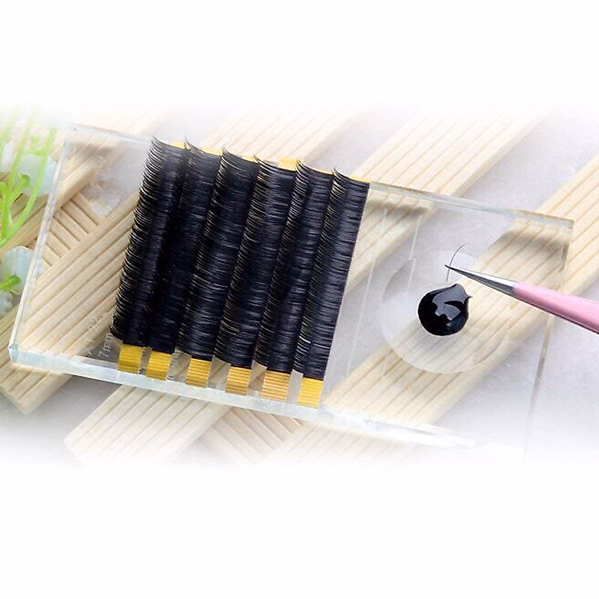 G2PLUS Glass False Lash Holder, 4'' x 2'' x 0.4''Lash Pallet for Lash Extensions, 2-in-1 Crystal False Lashes Adhesive Glue Pallet Holder for Eyelash Extensions