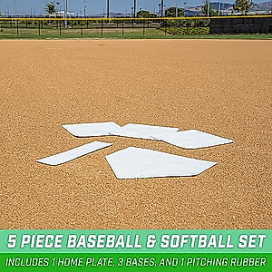 GoSports Baseball & Softball 5 Piece Base Set - Rubber Field Bases for Kids & Adults
