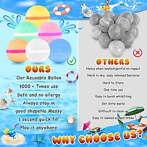 Reusable Magnetic Water Balloons,No Tying Easy Quick Fill, Summer Water Toys, Pool Toys,Refillable Water Balloons, Summer Fun Party Supplies，Bath Backyard Swimming Pool Party Supplies(12Pack)