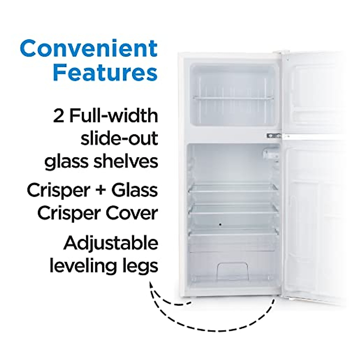 Commercial Cool CCRRD45HW 4.5 Cu. Ft True Freezer, Vintage Style, Retro Fridge with 2 Slide-Out Glass Shelves, White Refrigerator