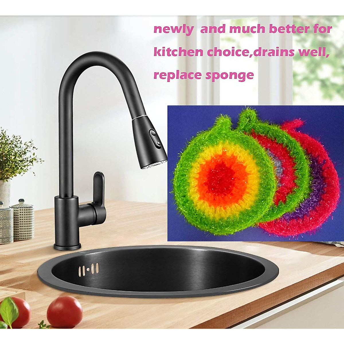 JC1927 Decorative Dish Scrubber Non Scratch Cleaning Pad Cute Dish Net Clothes for Kitchen Washing Dishes Cleaning Net 3 Pack