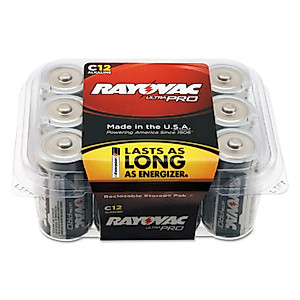 Rayovac UltraPro Industrial Alkaline Batteries, Size C, 1 Pack of 12, 12 Batteries Total, Standard, Black, (ALC12 / ALC-12PPJ)