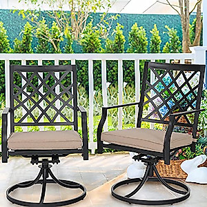 PHI VIALLA Patio Chairs Outdoor Swivel Dining Chairs Outdoor Furniture Chairs Set of 6 with Cushion Suports 300lbs for Lawn Garden Backyard Weather Resistant-Black Frame