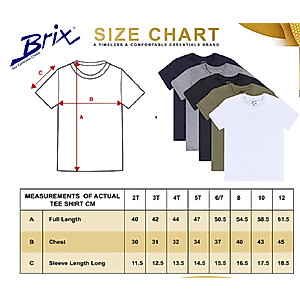 Brix Boys' Short Sleeve T-Shirts – Jersey Crew Neck 5-Pack Tagless Tees. 100% Cotton Multipack