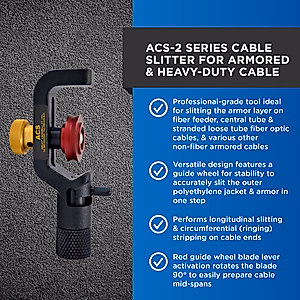 Miller ACS-2 Series Cable Slitter for Armored Fiber Cable, Central Tube, and Stranded Loose Tube, Easily Portable Tool for Working Technicians, Electricians, and Installers, 10 Ounces