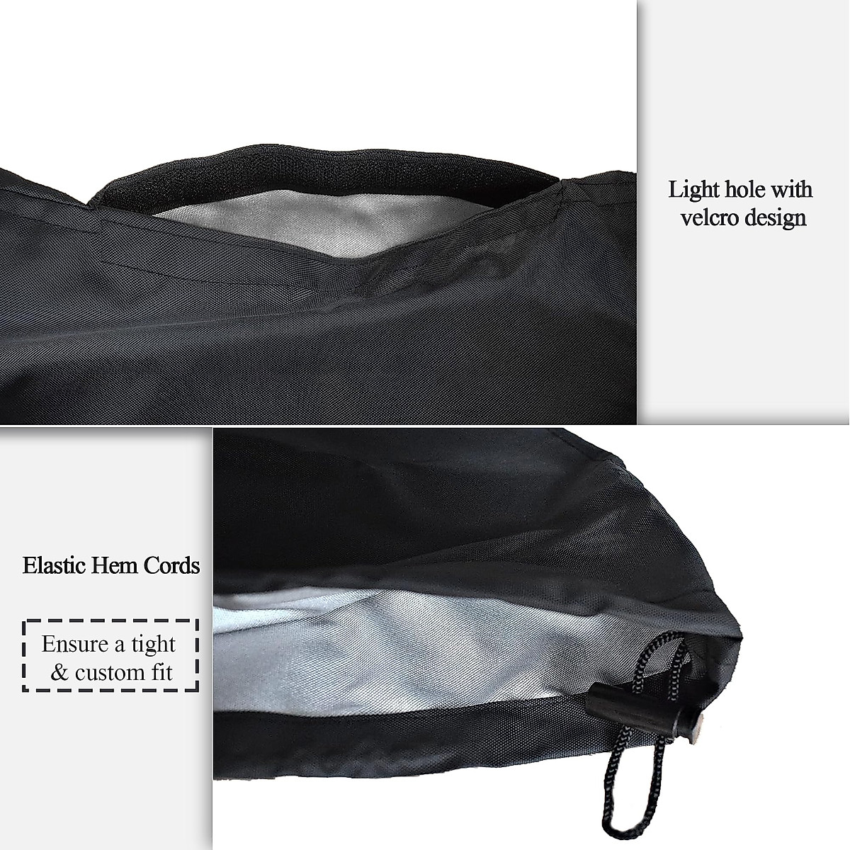 SoGuDio Design with Light Hole Bimini Top Cover,Suitable for 3-4 Bows Tops,Effectively Prevent The Erosion of UV,sea Water in Summer, Designed Resin Zipper Canopy,XL 81-101IN Black (ZYPZ-SJ-HS-002)