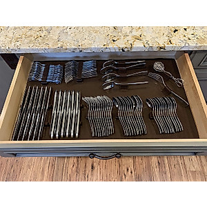 Wood Technology Silverware Drawer Lining Kit in Brown - Holds 90 Pieces