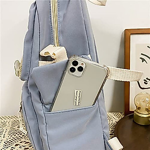 HUAFOOK Kawaii Backpack with Kawaii Pin Cute Accessories ?Kawaii Girl Backpack Cute Backpack Cute Aesthetic Backpack for School (Bule,One size)