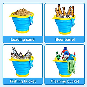 TOY Life Collapsible Beach Toys for Kid Toddler with 3 Shell Collecting Bag, Sand Toys for Toddler Kid with Collapsible Sand Bucket Shovel, Travel Sandbox Toy for Kid Toddler for Age 3-4-5-6-8-10