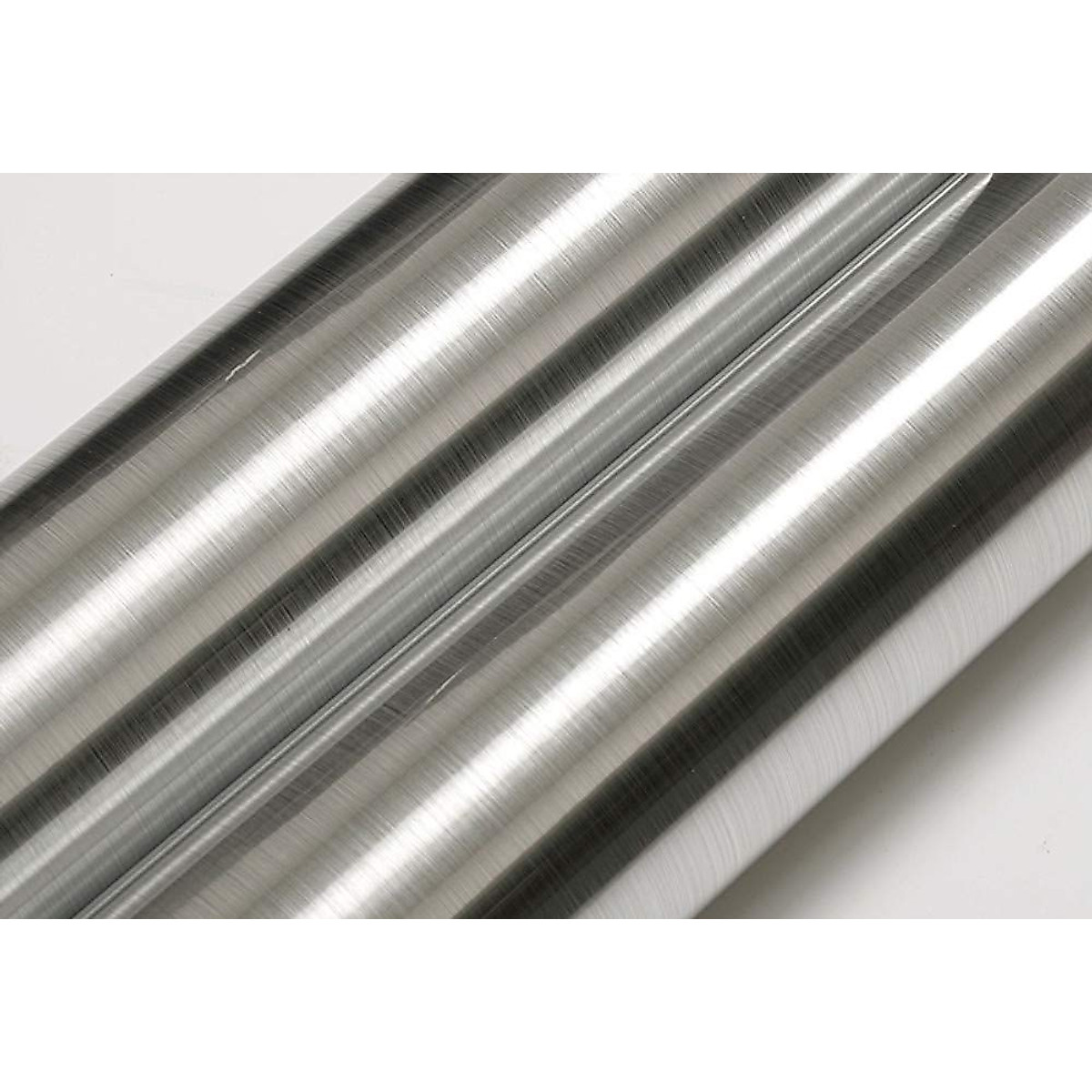 Yija Self Adhesive Brushed Metal Look Film Vinyl Waterproof Anti Greasy Counter Top Peel Stick Metallic Gloss Shelf Liner for Kitchen Cabinet 15.6inch by 79inch (Silver)