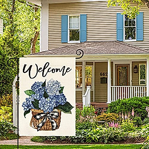 AVOIN colorlife Hydrangea Spring Summer Garden Flag 12x18 Inch Double Sided Outside, Floral Welcome Yard Outdoor Flag