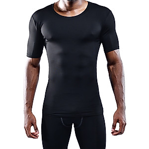 NELEUS Men's 3 Pack Athletic Compression Under Base Layer T Shirt,5011,Black,S