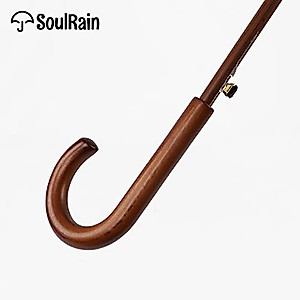 SoulRain 48" Arc Classic Wood Handle Umbrella Auto Open Windproof Unbreakable Stick Rain Umbrella (Hunter Green)