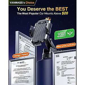 VANMASS TOP Car Phone Holder [Military-Grade Suction & Vent Clip] Cell Phone Mount for Car Dashboard Windshield Vent, Truck Automobile Cradles Dash Stand Bracket for iPhone 14 Pro Max 13 12 11 Android